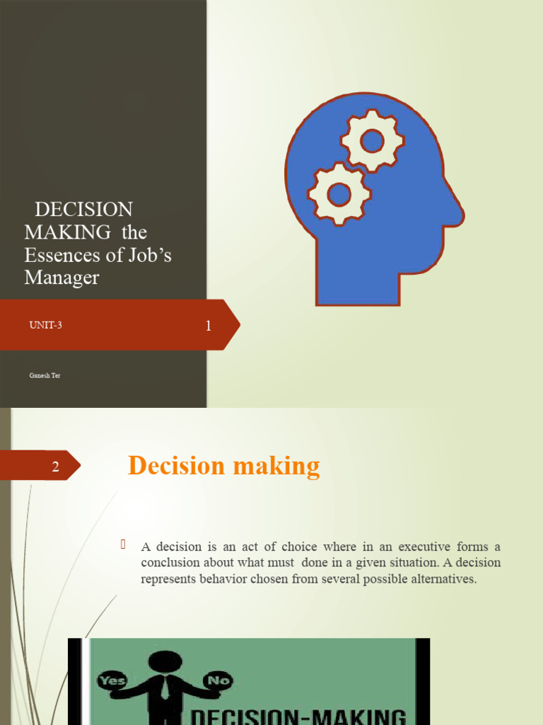 Essence of Decision Making in Management | PDF | Decision Making | Risk