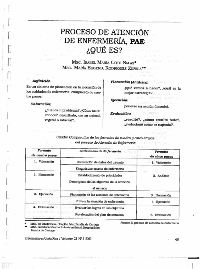 Proceso de Atencion de Enfermeria PAE. Que Es | PDF