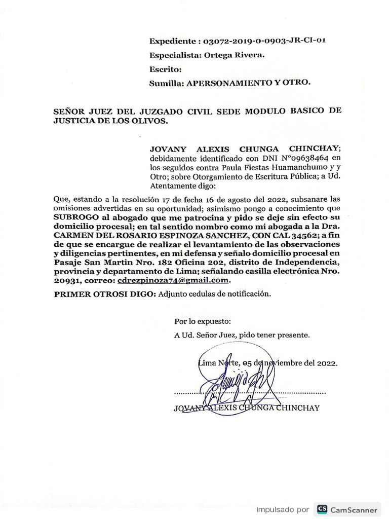 Escrito Chunga Reivindicacion | PDF