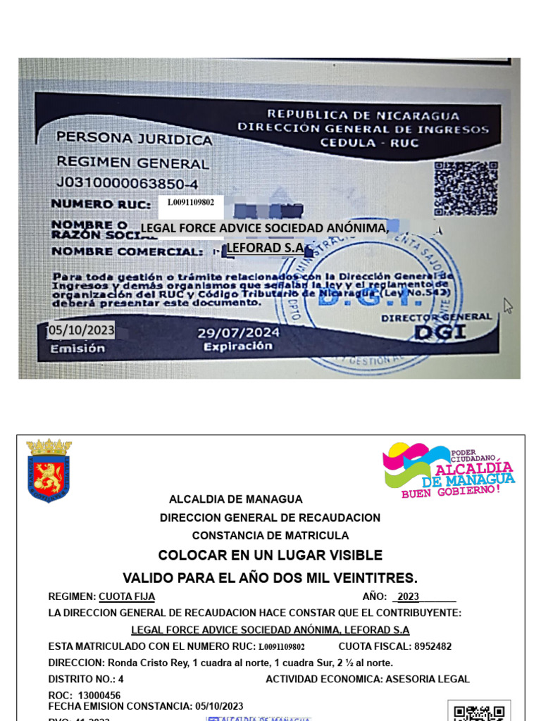 CEDULA RUC - Merged | PDF | Nicaragua | Business