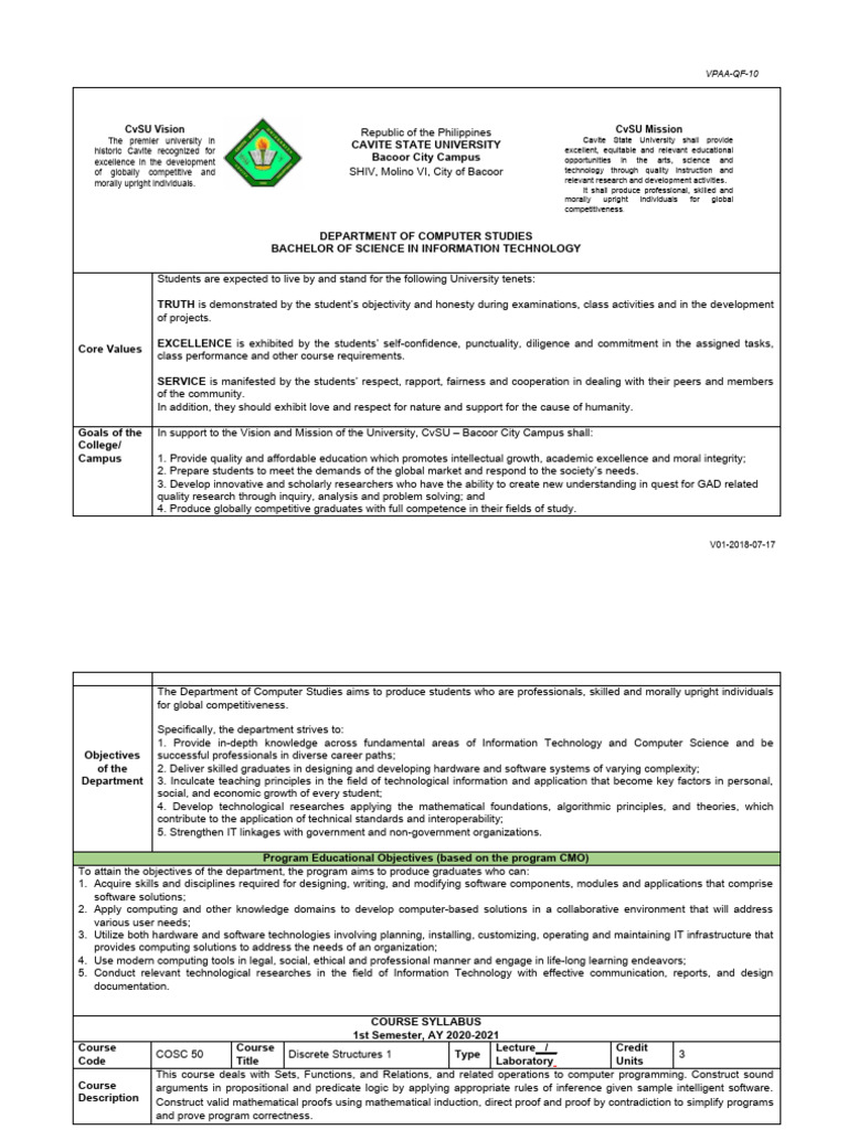 CS Syllabus COSC 50 | PDF | Logic | Deductive Reasoning
