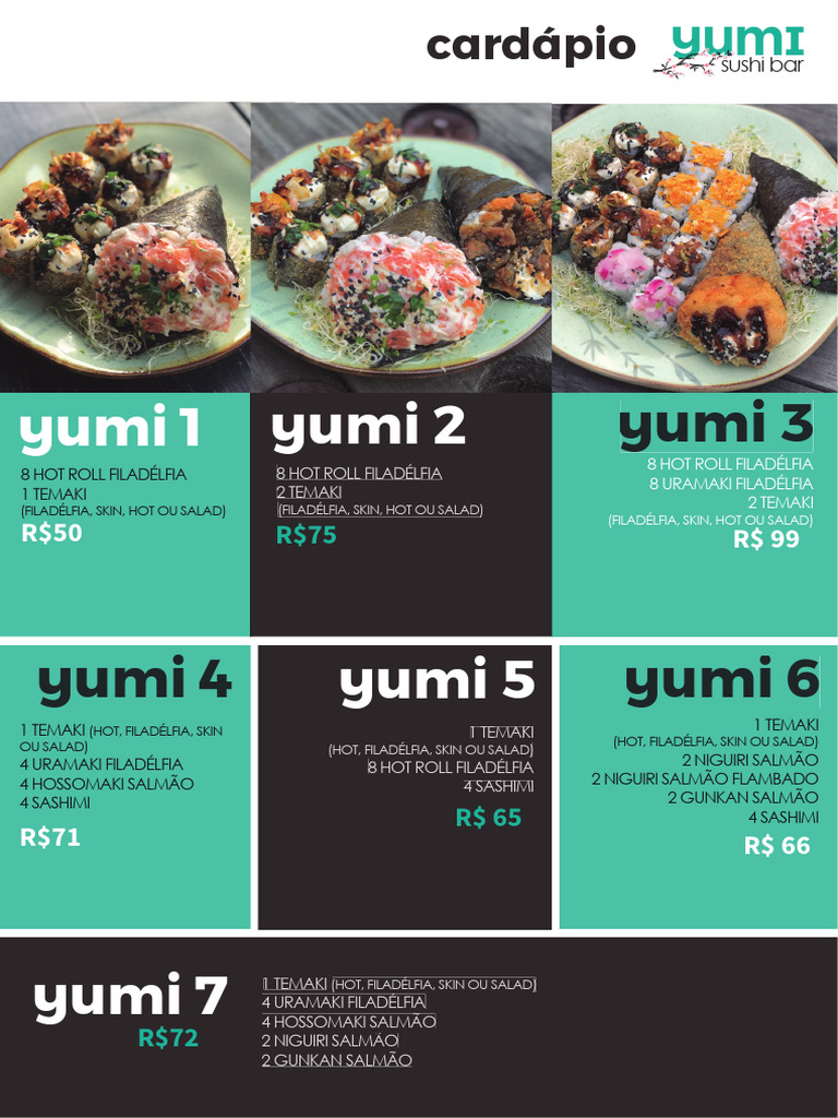 Cardápio Yumi Novo | PDF | Sushi | Produtos de origem animal