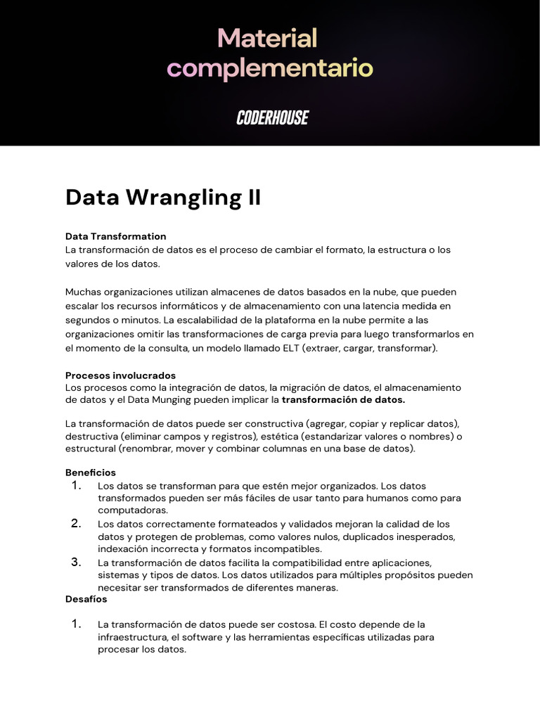 Parte 2 - Clase 15 - Data Wrangling II | PDF | Computación en la nube ...