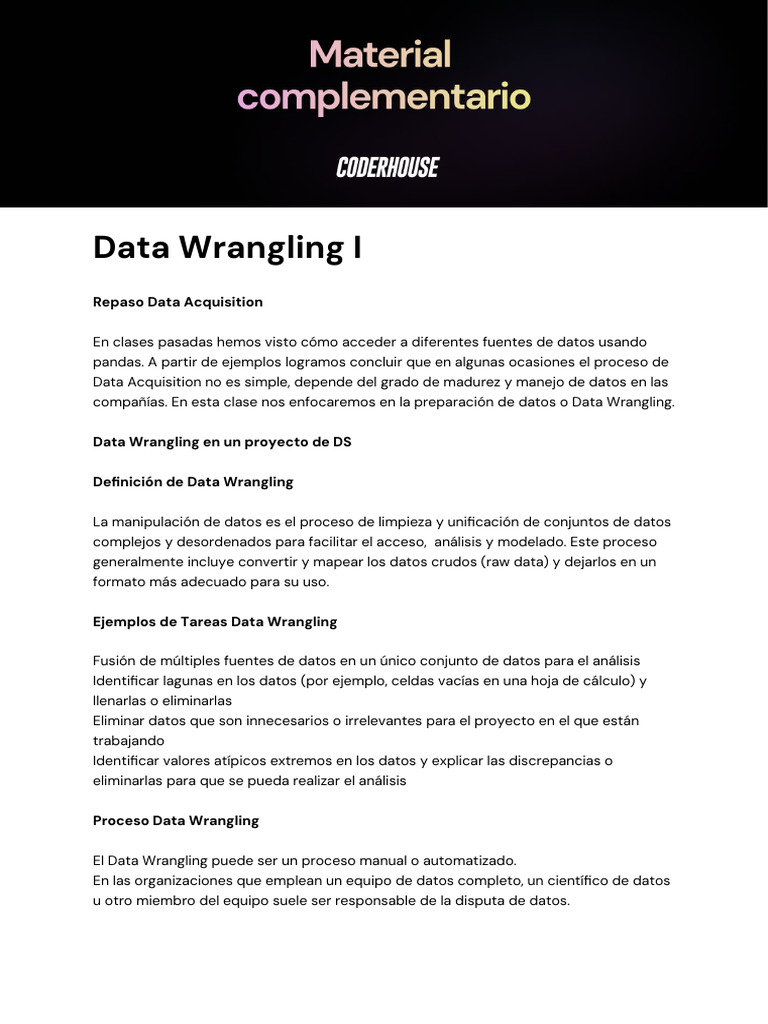 Parte 1 - Clase 15 - Data Wrangling I | PDF | Información | Informática