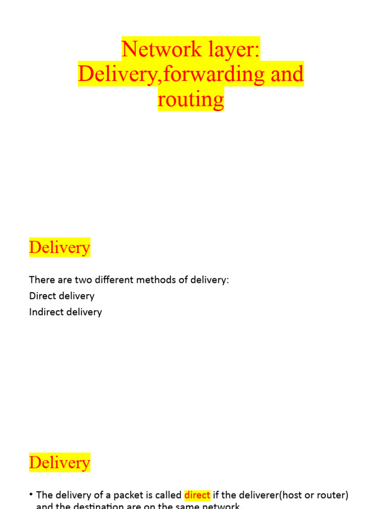 Network Layer Delivery, Forwarding and Routing | PDF | Routing | Router (Computing)