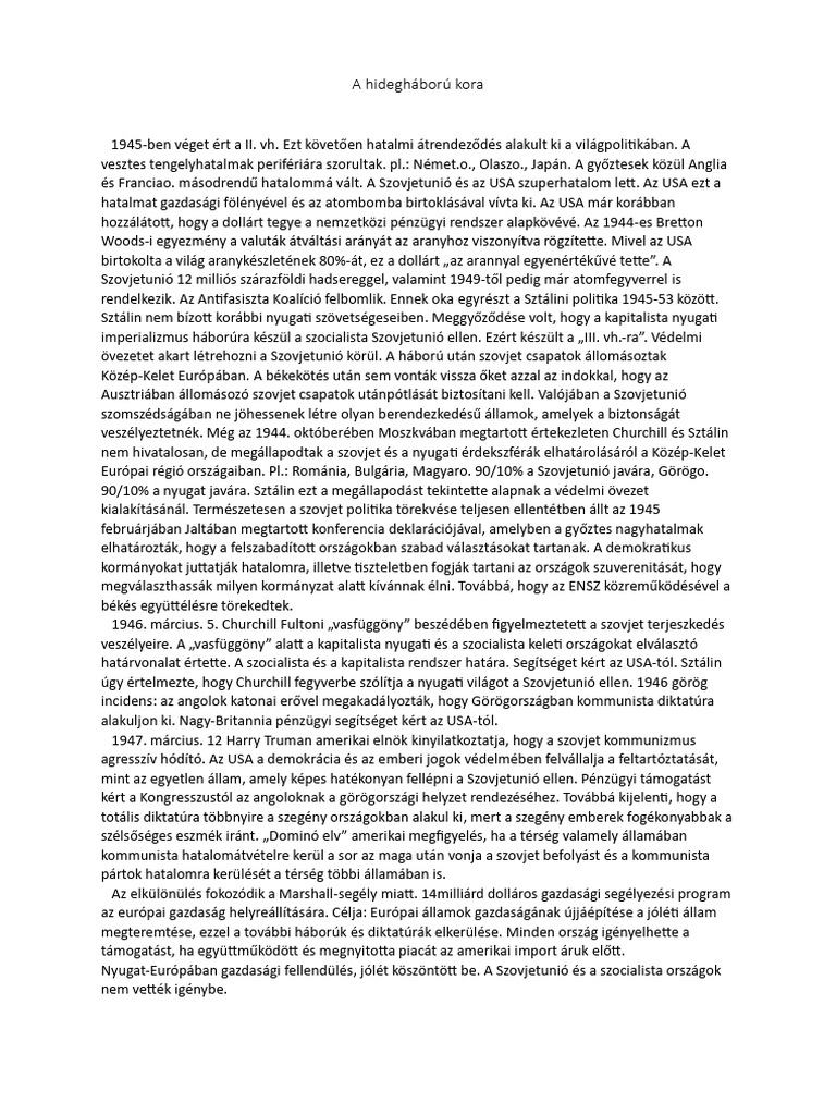 A Hidegháború Kora | PDF