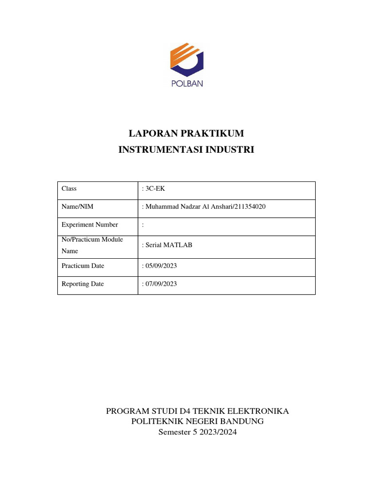 Laporan Praktikum Serial MATLAB | PDF