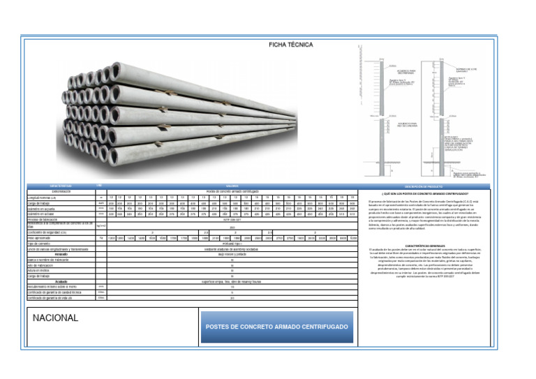 Postes de Concreto Armado Centrifugado | PDF | Hormigón | Ciencias fisicas