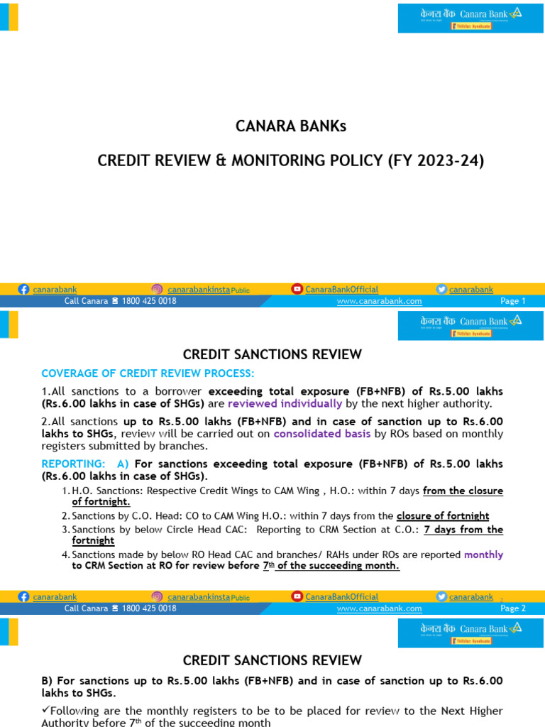 Credit Review and Monitoring Policy - 201023 | Download Free PDF ...