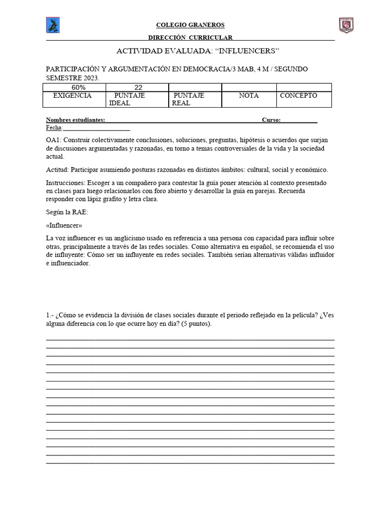 Actividad Evaluada - Película Machuca | PDF | Negocios | Ciencias sociales