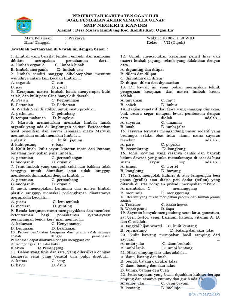 Prakarya KLS 7 SMS I | PDF | Griya & Taman