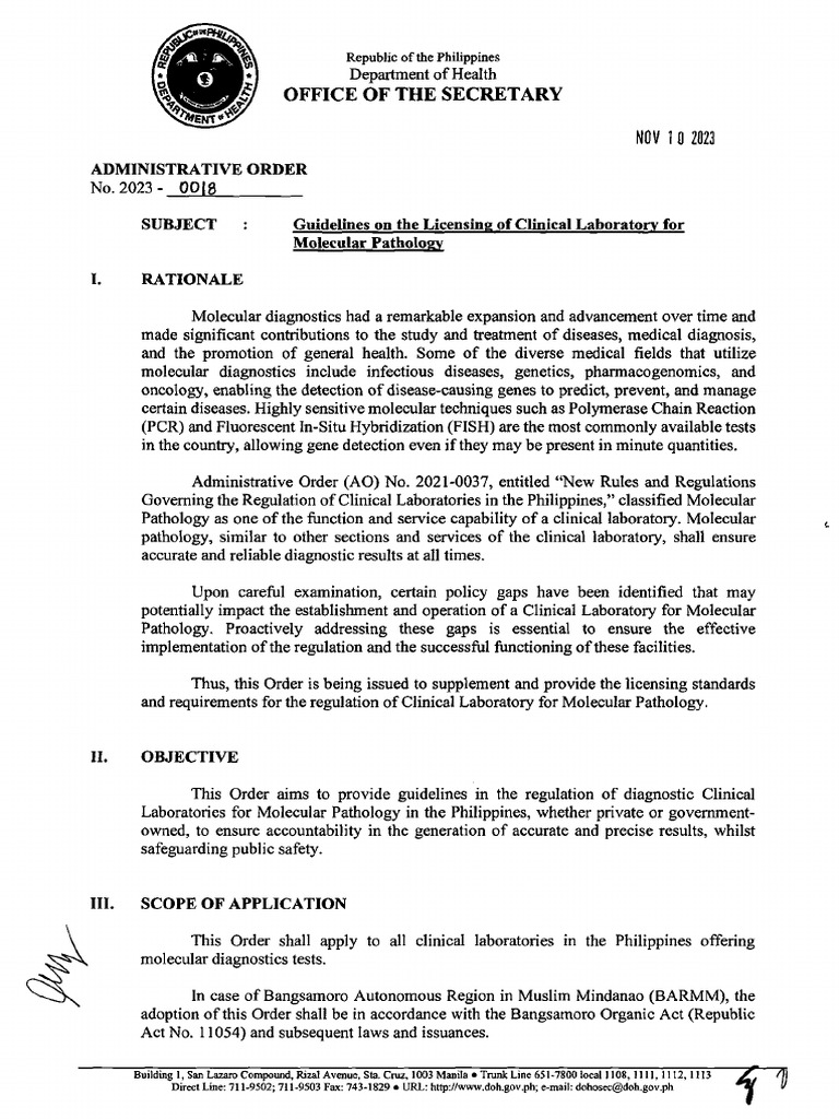 DOH Guidelines for Molecular Pathology Labs | PDF | Pathology | Medical ...