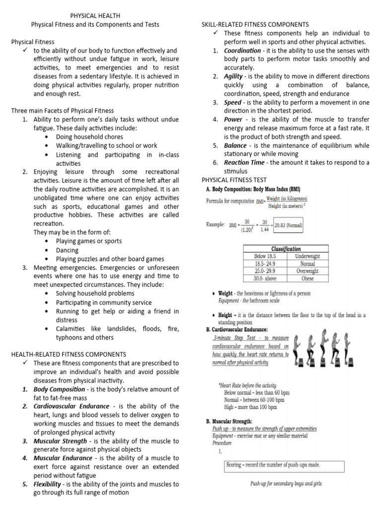 PHYSICAL HEALTH Handout | PDF | Physical Fitness | Heart Rate