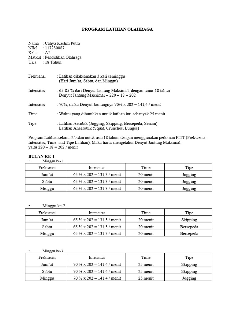 Program Latihan Kebugaran 2 Bulan | PDF