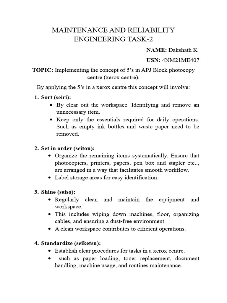 Maintenance and Reliability Engineering Task | PDF | Art