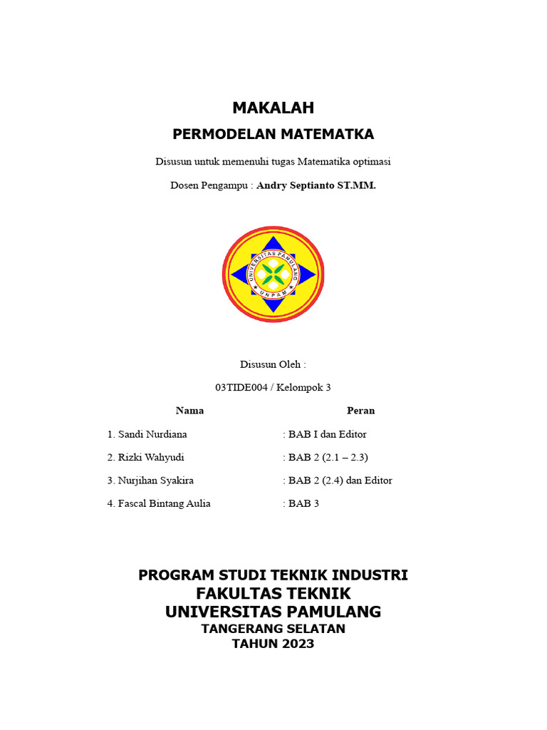 Makalah Pemodelan Matematika | PDF | Seni