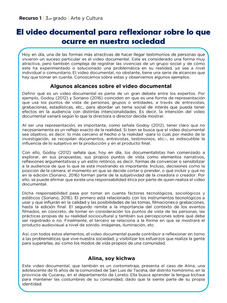 Recurso 1 El Video Documental para Reflexionar | PDF | Ciencias ...