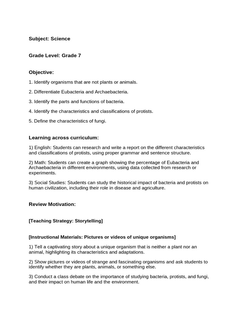 Lesson Plan | PDF | Bacteria | Organisms