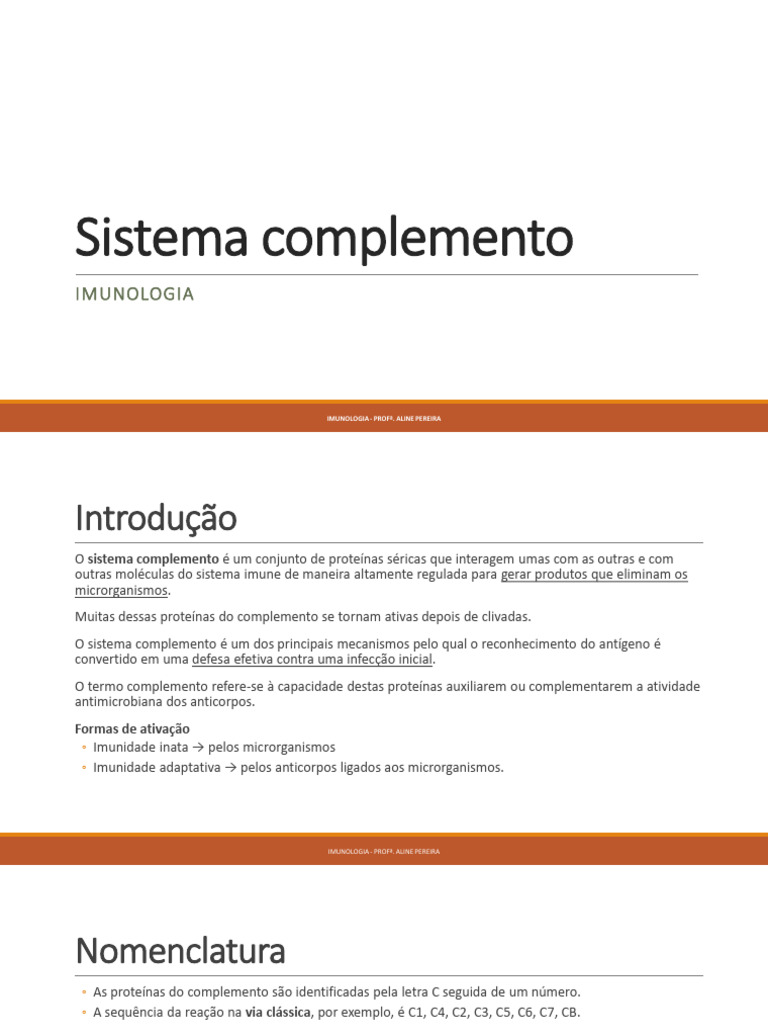Sistema Complemento | PDF | Sistema complementar | Biologia de Sistemas