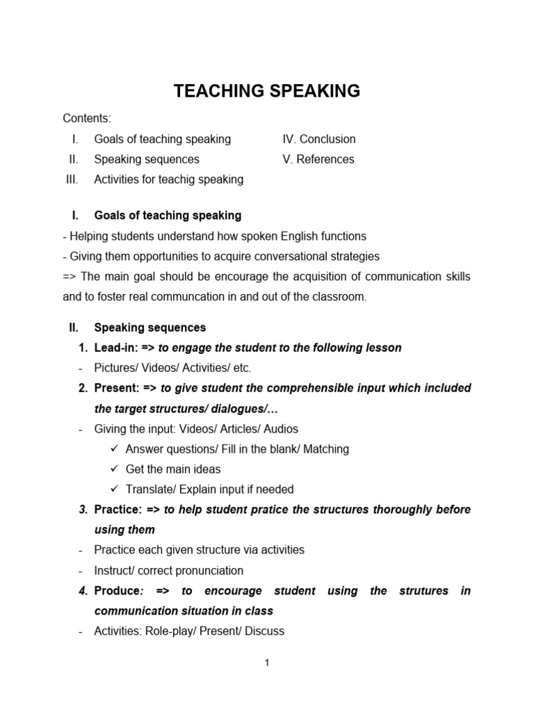 Teaching Speaking | PDF | Second Language | Applied Linguistics