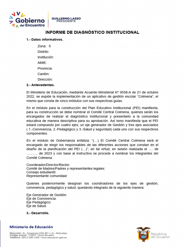 Modelo 2023-Informe de Diagnostico | PDF