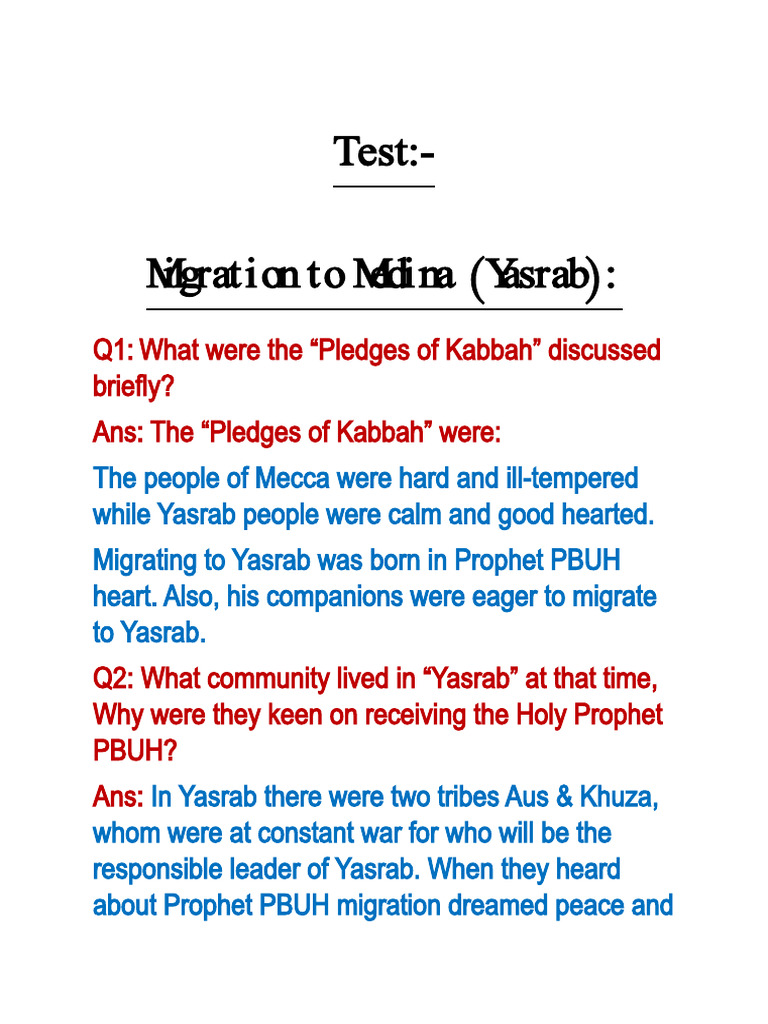 Migration To Medina (Yasrab) | PDF | History