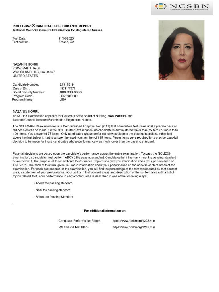 Nazanin Horri | PDF | National Council Licensure Examination | Therapy