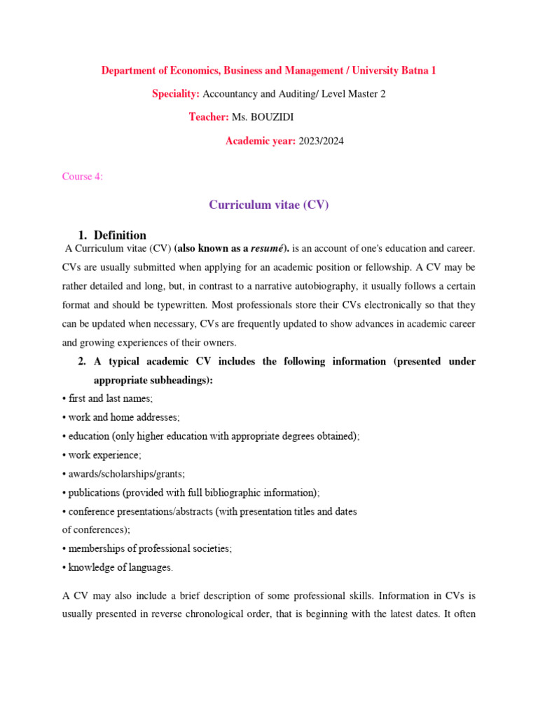 Course 4 English Master 2 | PDF | Résumé | Human Communication