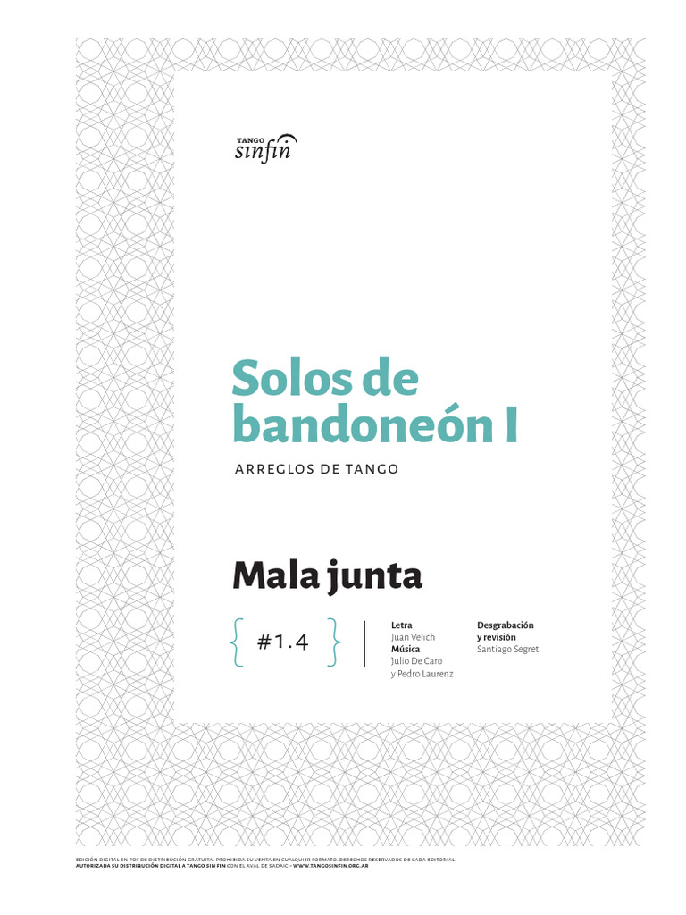 1.4 Mala Junta Solos de Bandoneon Santiago Segret - Ediciones Tango Sin Fin de Libre Descarga ...