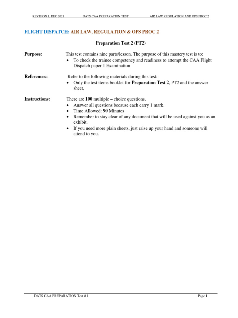 CAA Flight Dispatcher Exam Prep Test | PDF | Instrument Flight Rules ...