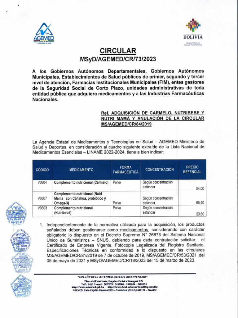 Circular 73 2023 | PDF | Farmacia | Medicamentos con receta