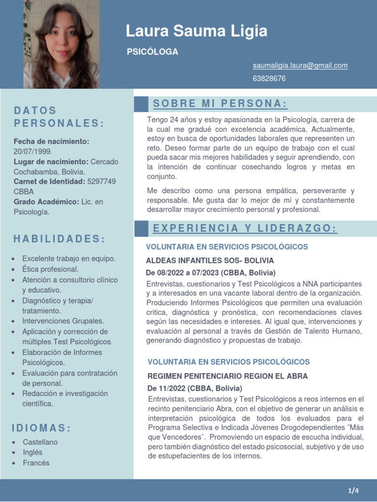 Sauma L. Laura - CV 2023 | PDF | Sicología | Bolivia