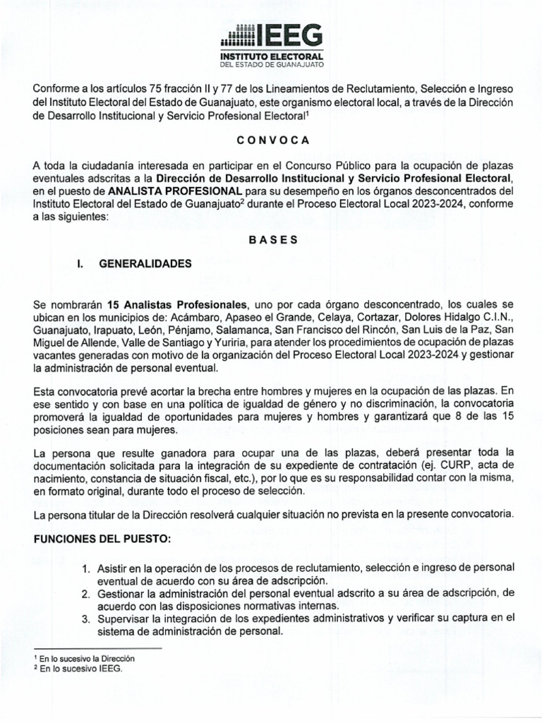Convocatoria CP Analista Profesional Ddispe 2023 2024 2 | PDF