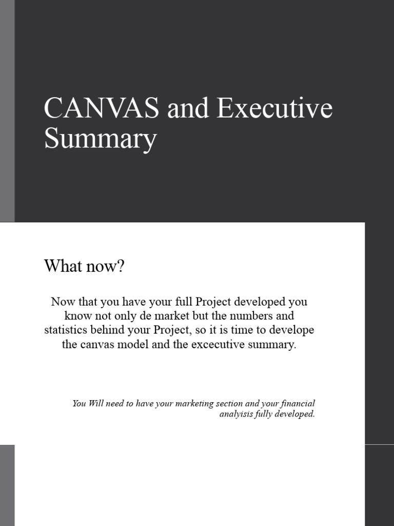 Executive Summary and CANVAS - Evaluation | PDF | Customer | Marketing