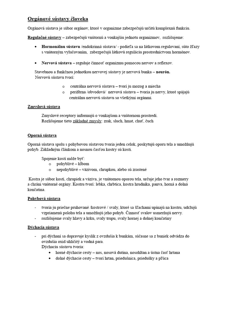 OrgÃ¡novÃ© Sãºstavy Ä Loveka 2 | PDF