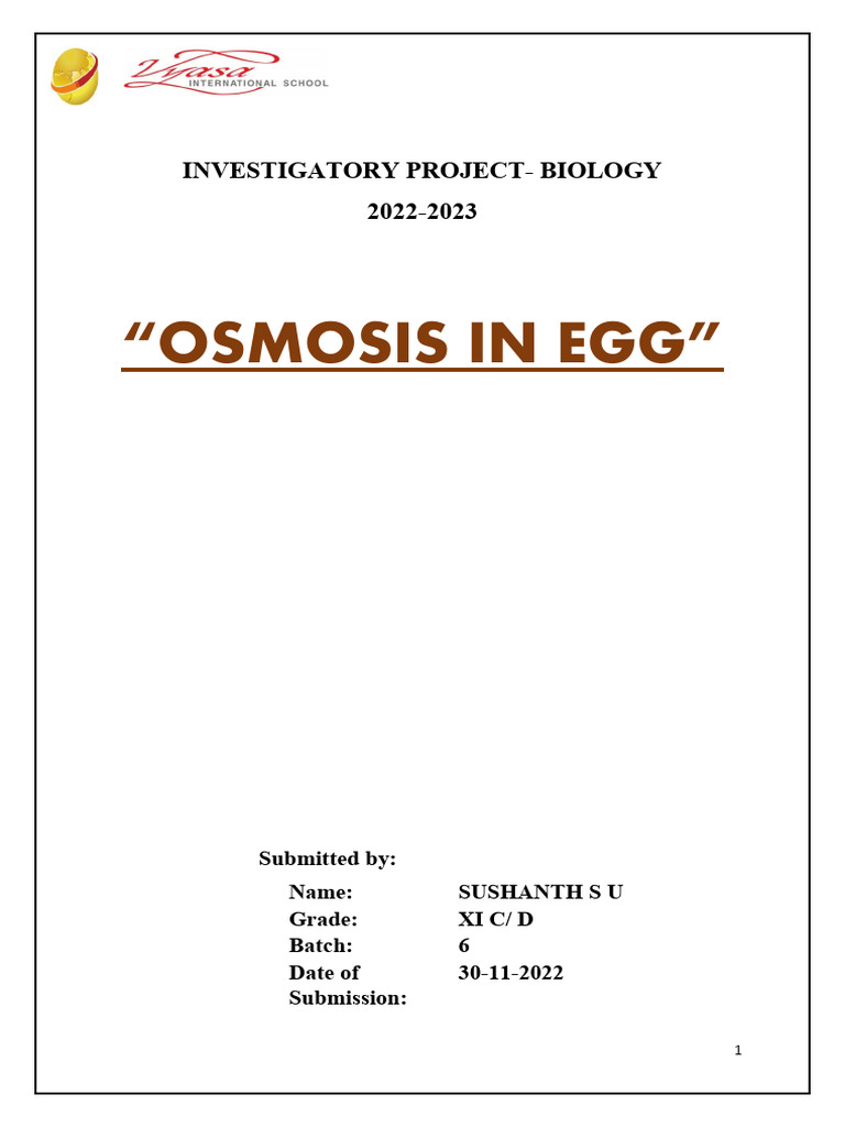 INVESTIGATORY PROJECT Template | PDF | Osmosis | Physical Sciences