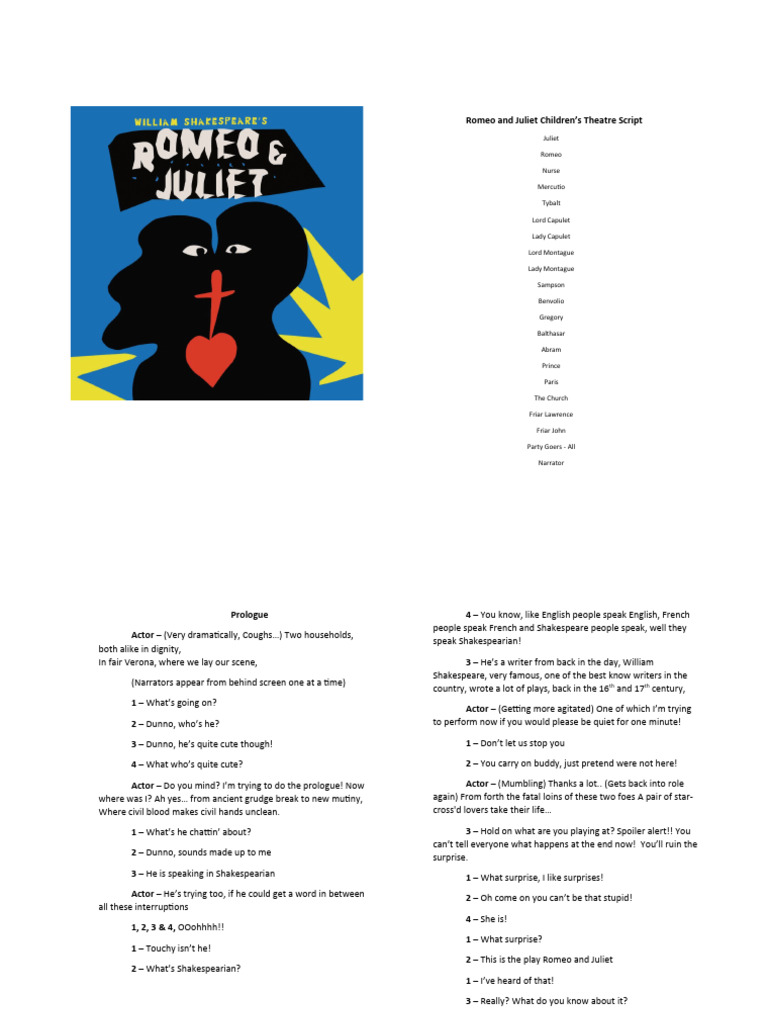 Romeo and Juliet Children Theatre Script | PDF | Characters In Romeo ...