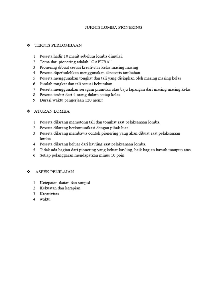 Juknis Pionering | PDF