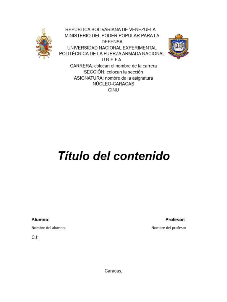 Portada para trabajos de UNEFA | PDF