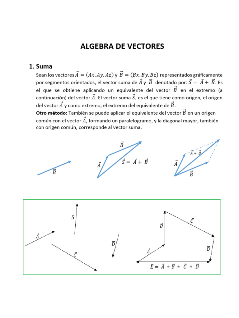 5-Algebra de Vectores | Descargar gratis PDF | Vector Euclidiano | Objetos matemáticos