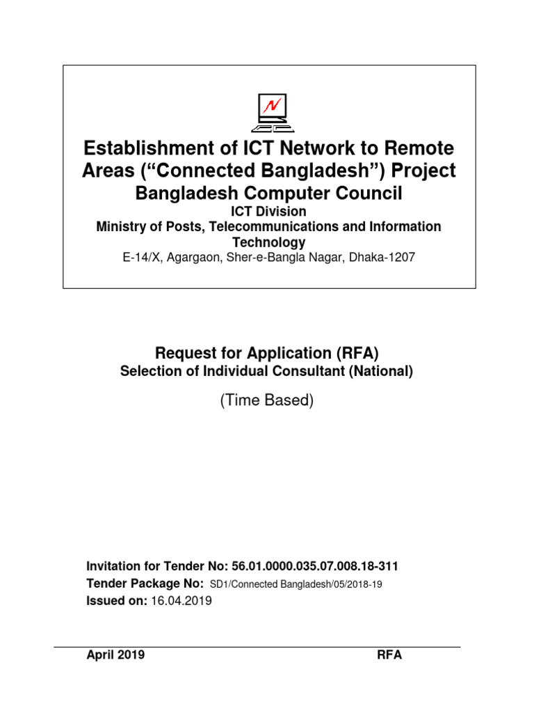 Request For Application and TOR For Connected Bangladesh Project | PDF ...