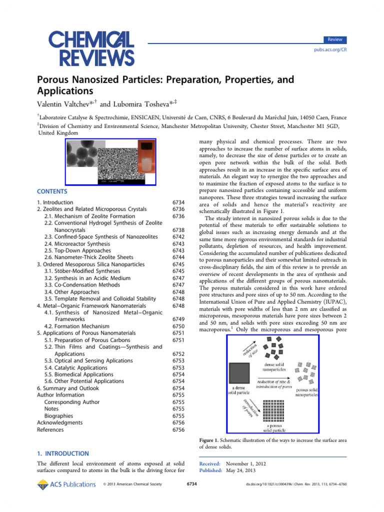 Porous Nanosized Particles: Preparation, Properties, and Applications ...