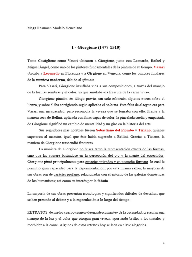 Mega Resumen Modelo Veneciano | PDF | Peter Paul Rubens | Pinturas