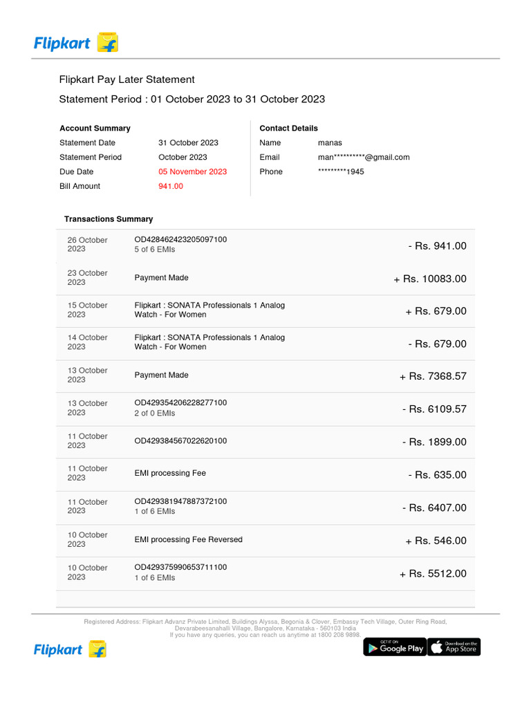 Pay Later Statement | PDF | Banks | Payments