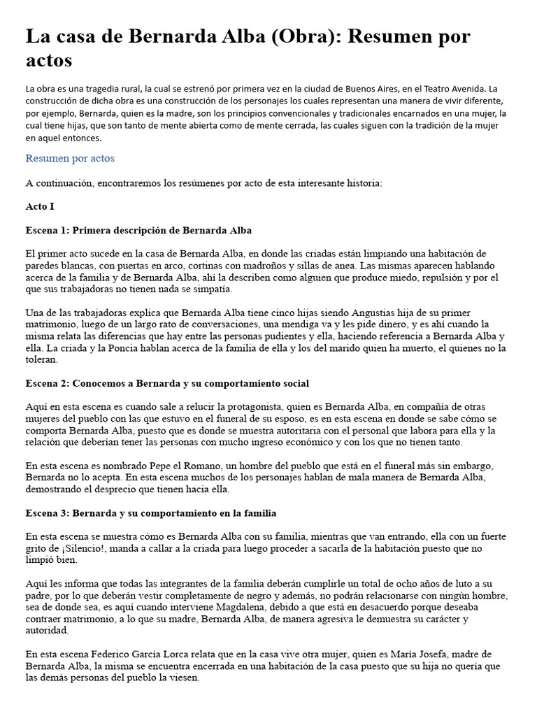 La Casa de Bernarda Alba | PDF | Federico García Lorca