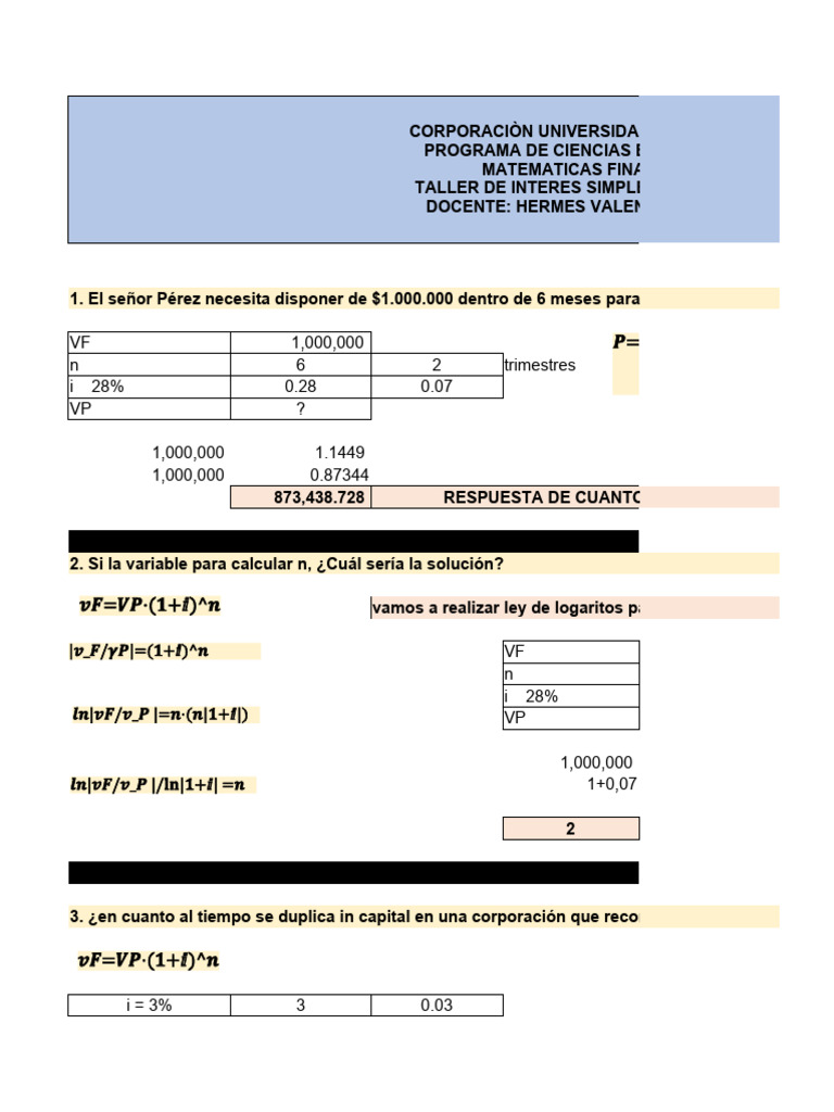 Taller de Interes Simple y Compuesto 2 | PDF | Interés | Tasas de interés