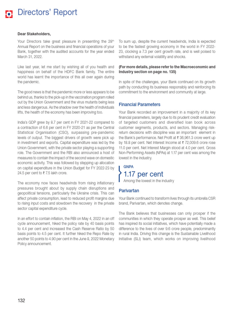 Director's Report | PDF | Banks | Dividend