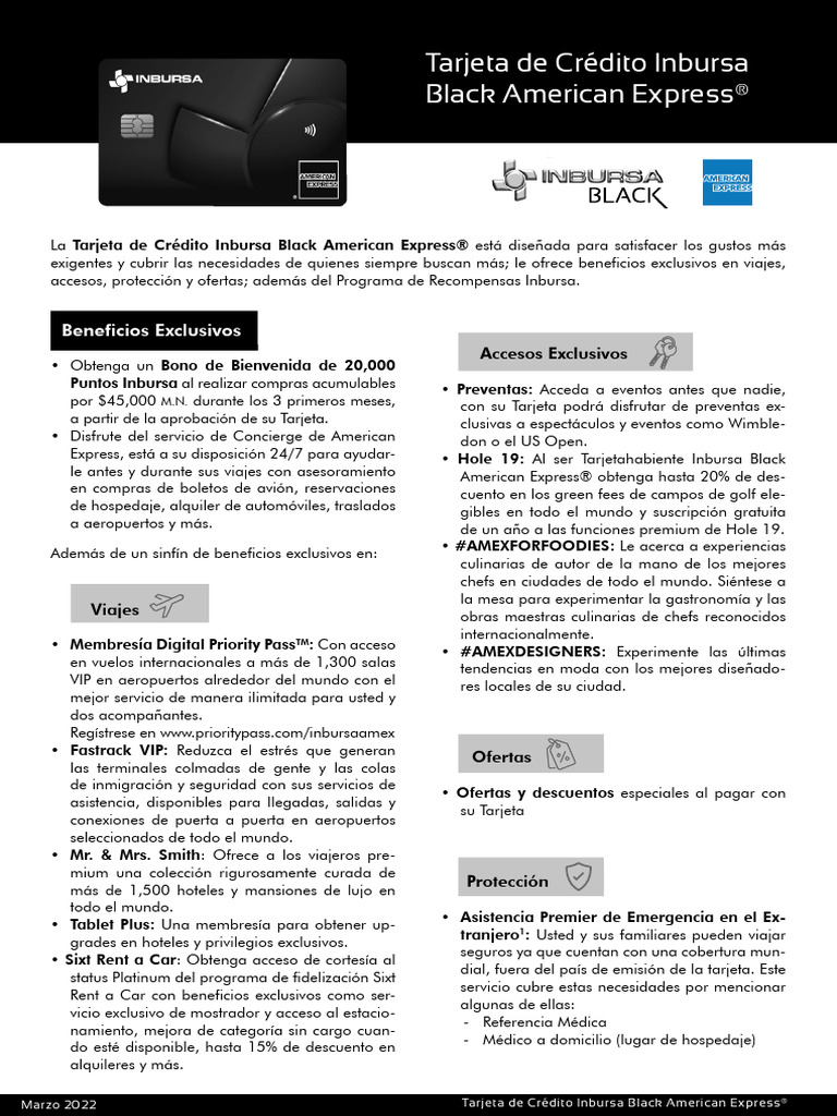 Folleto TDC Black AMEX | PDF | Tarjeta de crédito | American Express