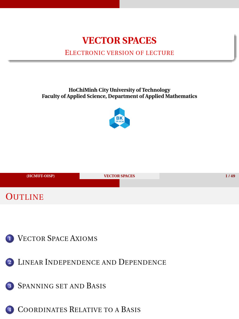 Vector Spaces | PDF | Vector Space | Linear Map