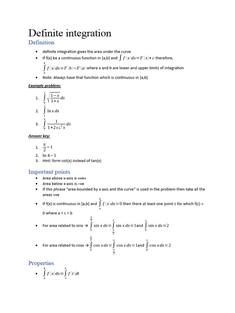Definite Integration | PDF | Mathematical Concepts | Differential Geometry